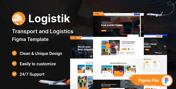 Logistik - Transport and Logistics Figma Template by templatebucket
